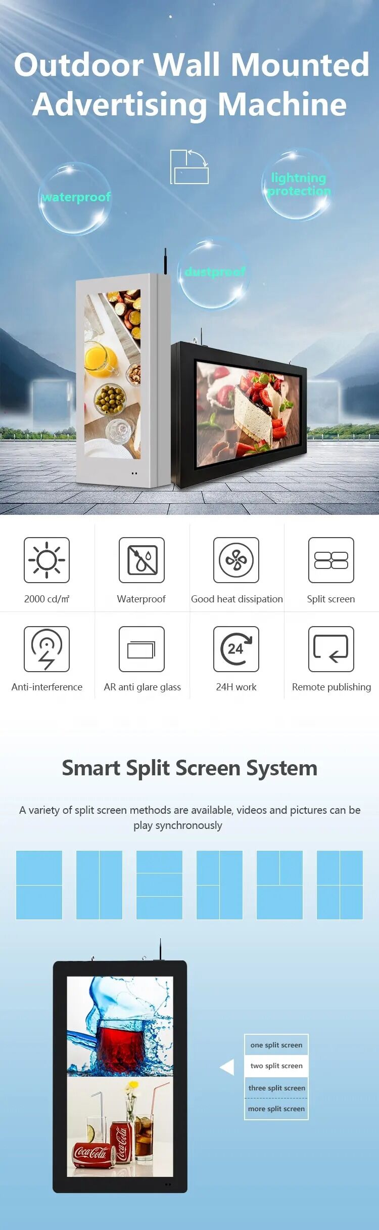 49-inch Outdoor Waterproof Digital Signage Monitor, 2000 Nits ...