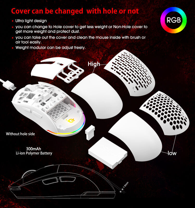 Honeycomb Wired/wireless Dual Mode Gaming Mouse, Rgb Backlight And ...