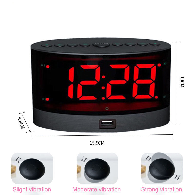 Bedroom Vibrating Alarm Clock: Digital, With Bed Shaker & Extra - Loud ...
