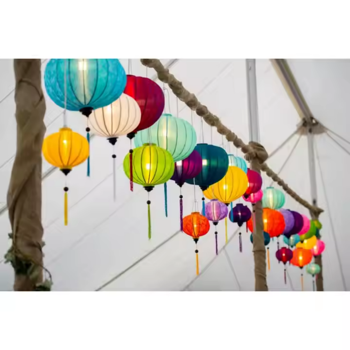 Silk Bamboo Lantern Bamboo Handcrafted Lantern Bamboo Round Silk ...