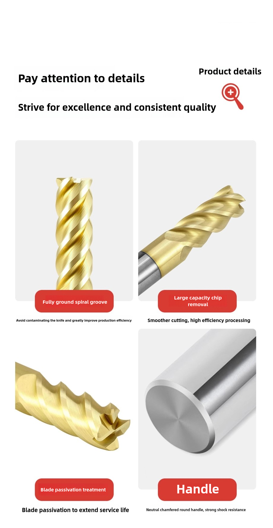 68 Degree 4 Flute Tungsten Steel Round Nose Milling Cutter Curved R ...