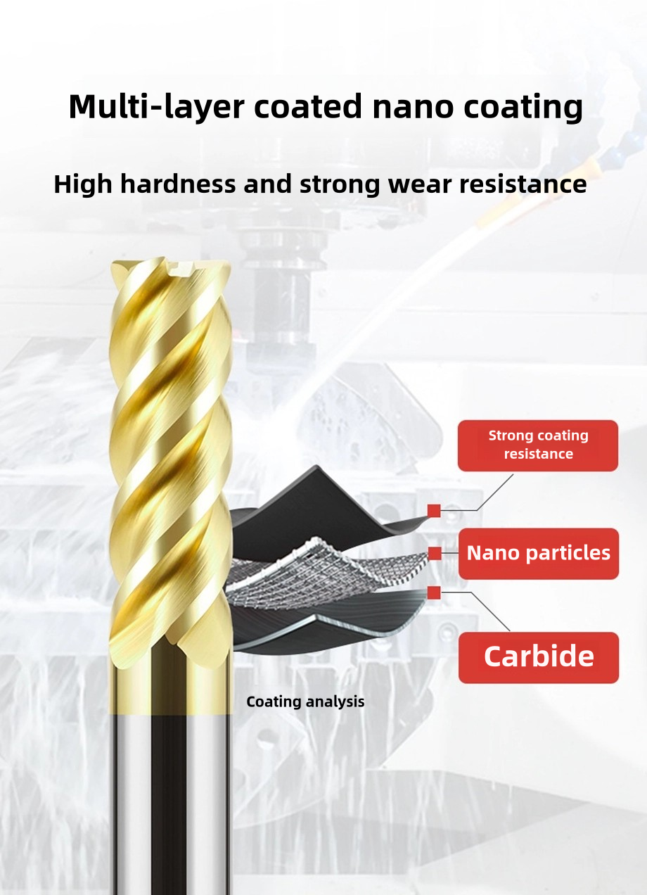 68 Degree 4 Flute Tungsten Steel Round Nose Milling Cutter Curved R ...