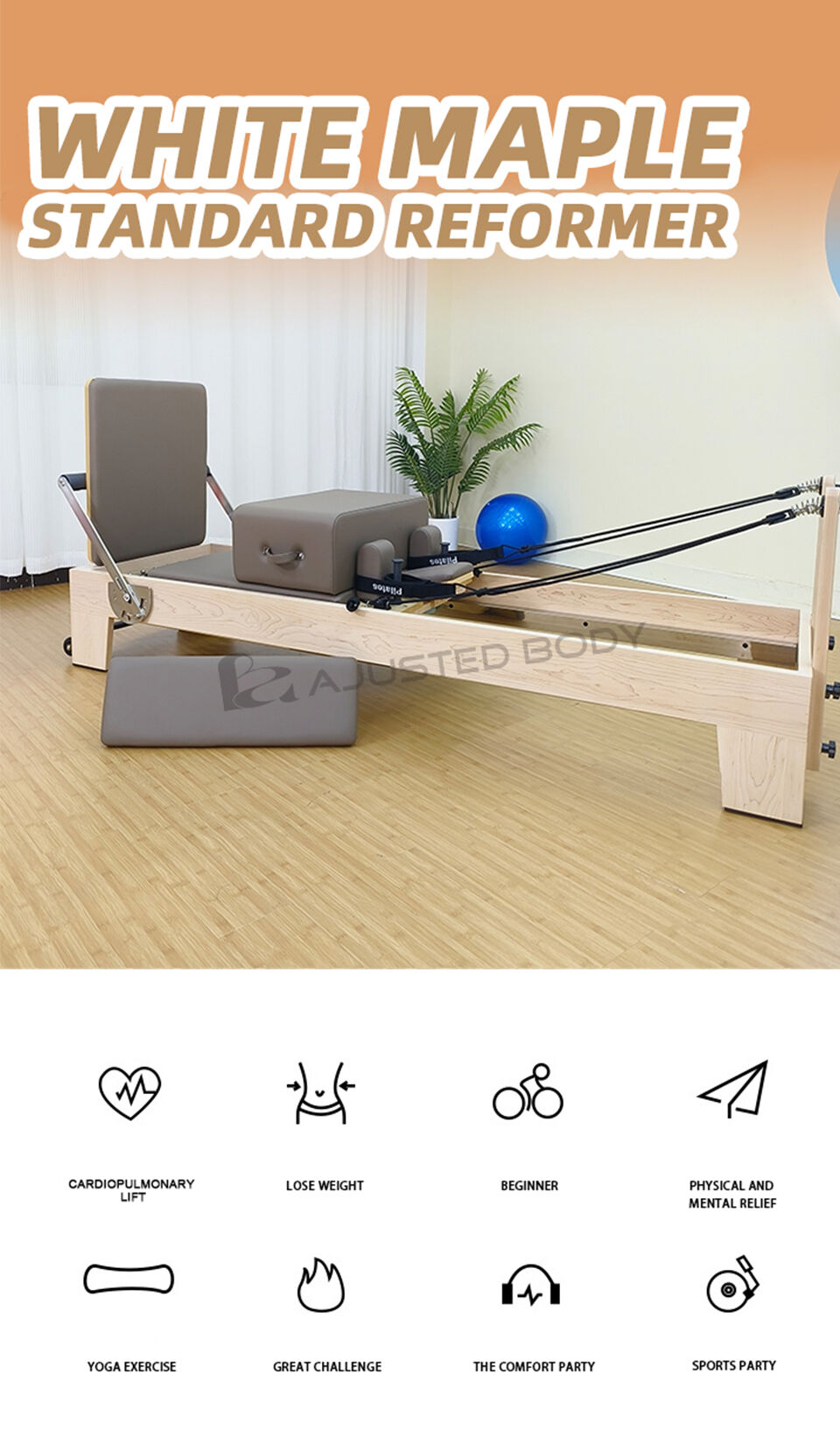 Pilates Core Bed Wooden Gym Home Yoga Bed Gym Fitness Equipment Large ...