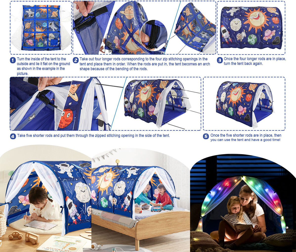 Bulk Buy China Wholesale Bed Tent For Kids With Led Strip Lights ...