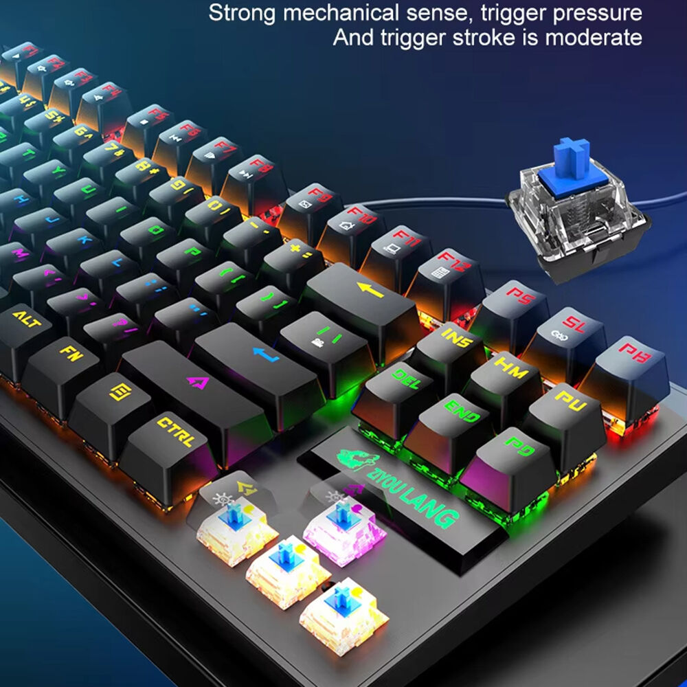 K2 Mechanical Keyboard Mouse Set Game E-sports Computer 87 Key Glow ...