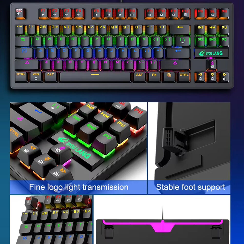 K2 Mechanical Keyboard Mouse Set Game E-sports Computer 87 Key Glow ...