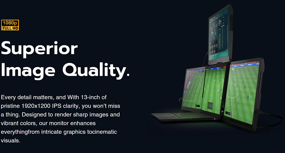 13 Inch Pc Dual Screen Lcd Computer 2 3 4 Display Portable Foldable ...