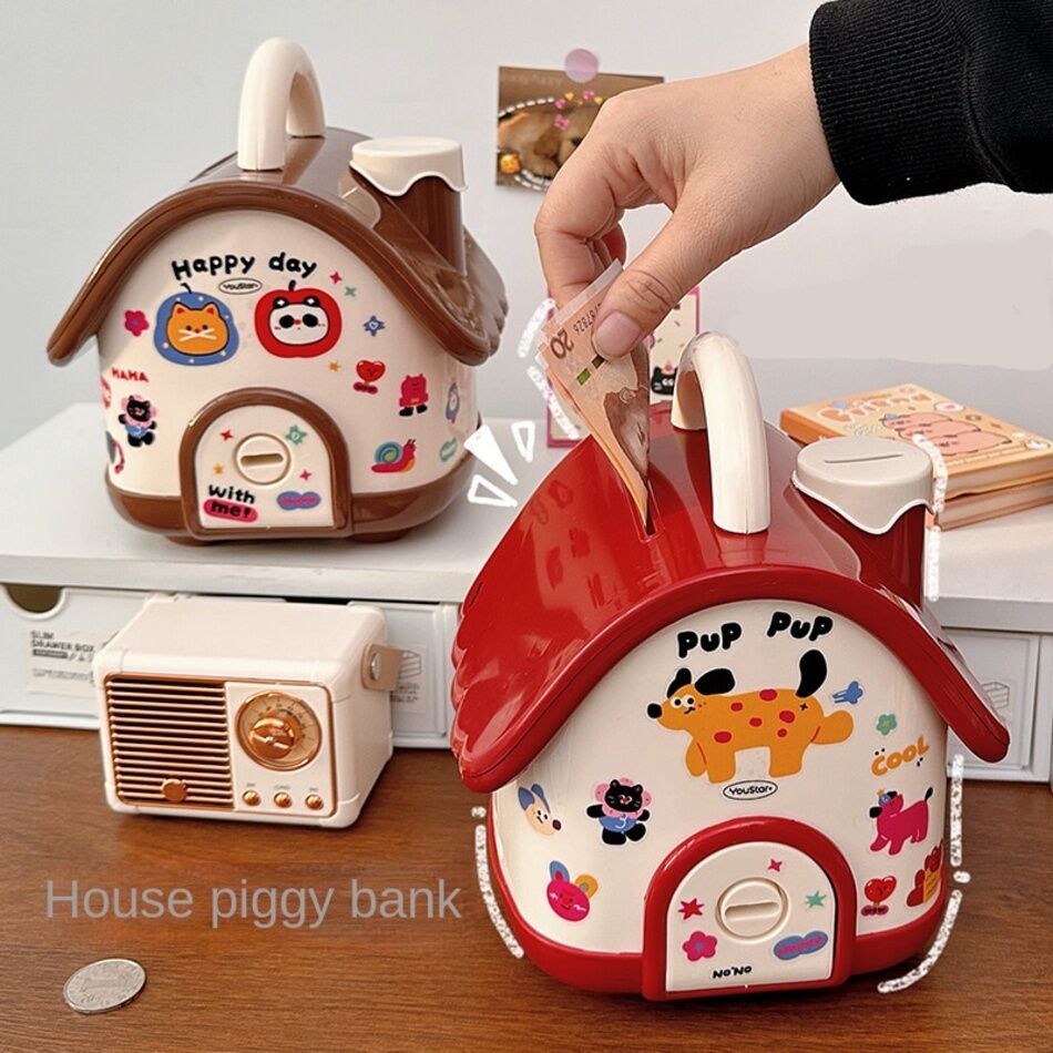 House Shape Piggy Bank Boy Girl Holiday Gift Can Be Stored And Taken ...