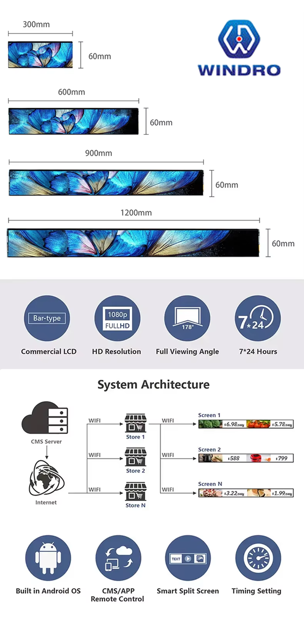 Bulk Buy China Wholesale Manufacturer,oem/odm,28.6 Inch Wall Mounted Shelf Edge Display High ...