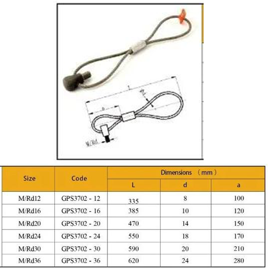 Building Material Hardware Threaded Wire Rope Lifting Cast In Loop For ...