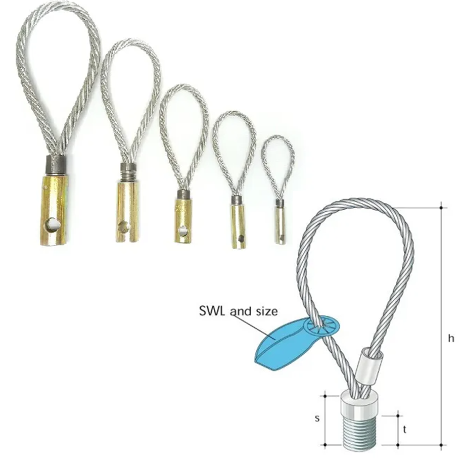 Building Material Hardware Threaded Wire Rope Lifting Cast In Loop For