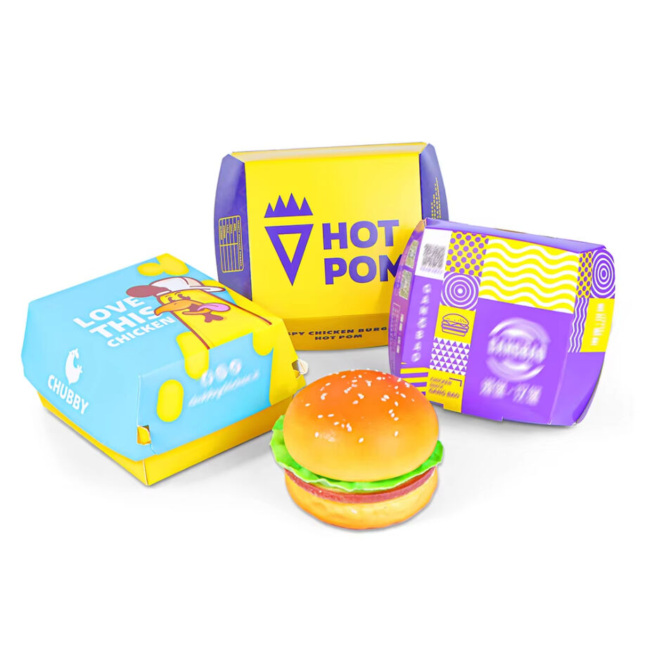 Biodegradable Compostable Printed Fashion Paper Burger Hamburger Box ...