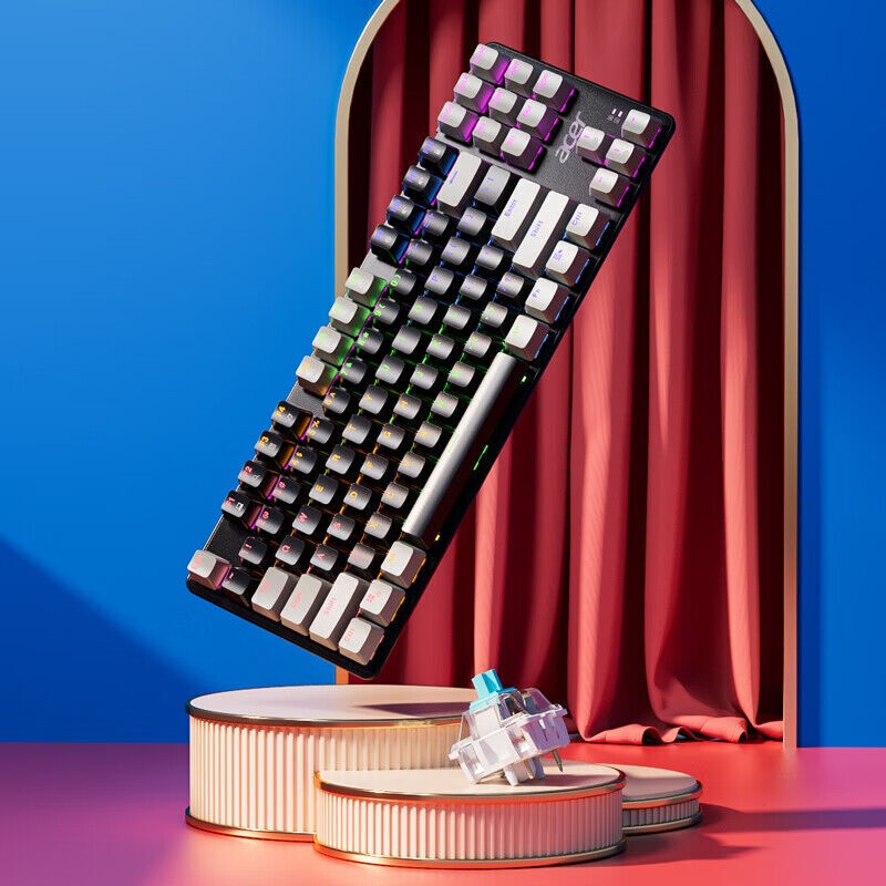 Custom Blue Switch 87 Keys Wired Usb Metal Panel Typewriter Rgb ...