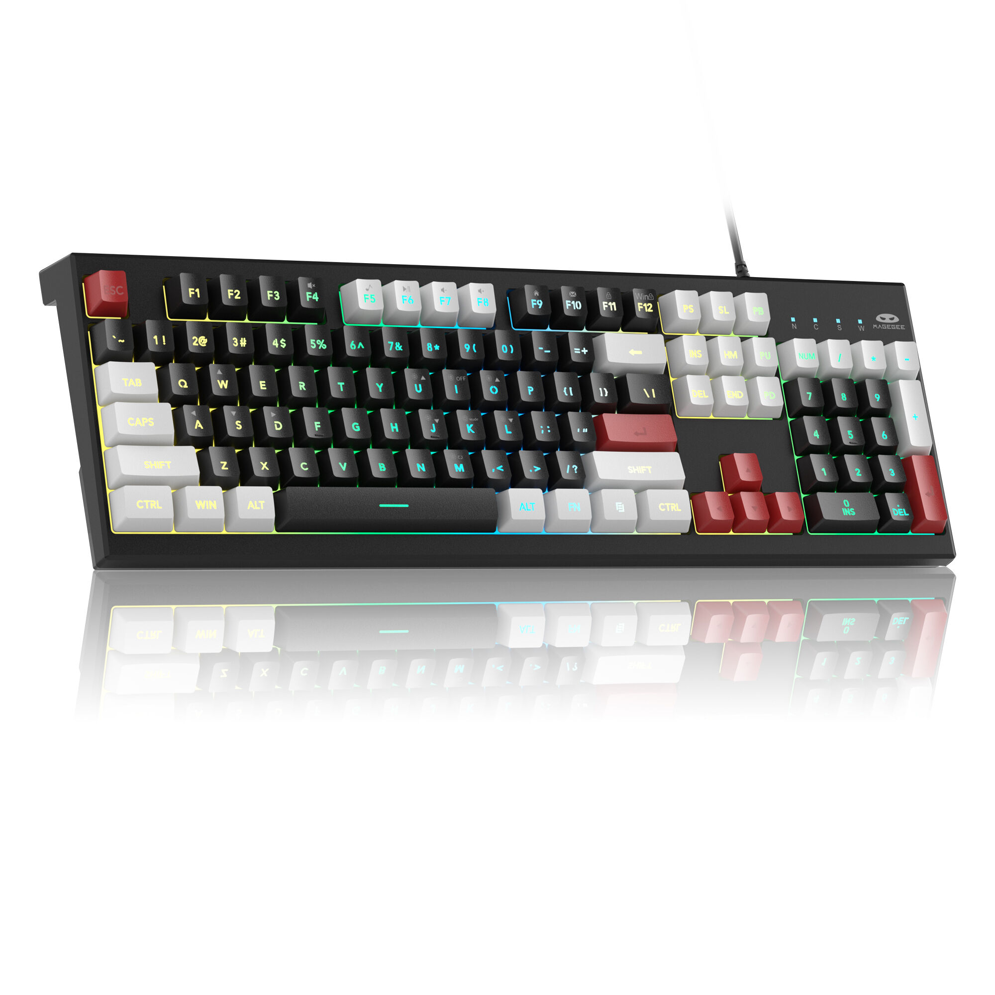 Magegee K2 Wired Membrane Keyboard With 104 Key Ergonomic Design Rgb ...