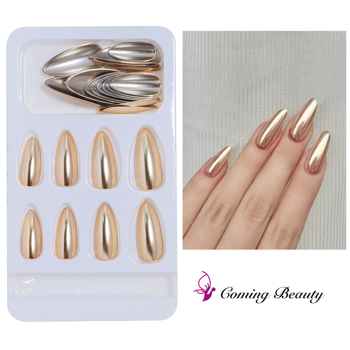 Medium Mirror Metal Chrome Acrylic Glossy Full Cover Artificial Stick ...