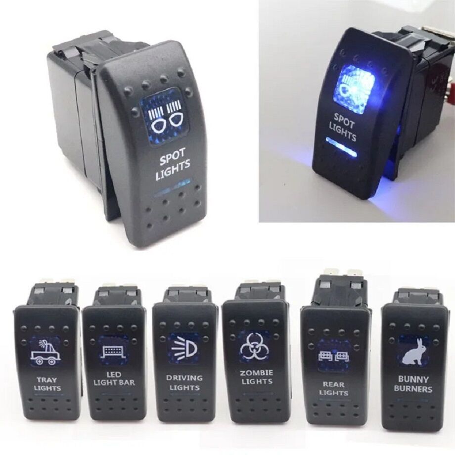 12v 24v Car Boat 5-pin Rocker Switches Waterproof Rocker Switch Dual ...