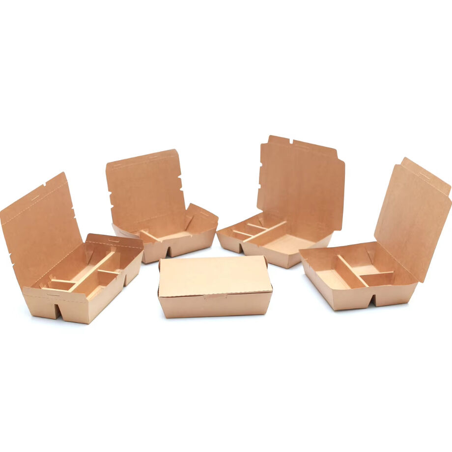 Compartment Folded Paper Lunch Box Bio-degradable Disposable Take-away ...