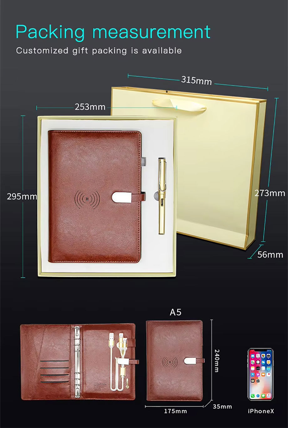 Gifts Set Power Bank Smart Notebooks Custom Business Leather Notebook ...