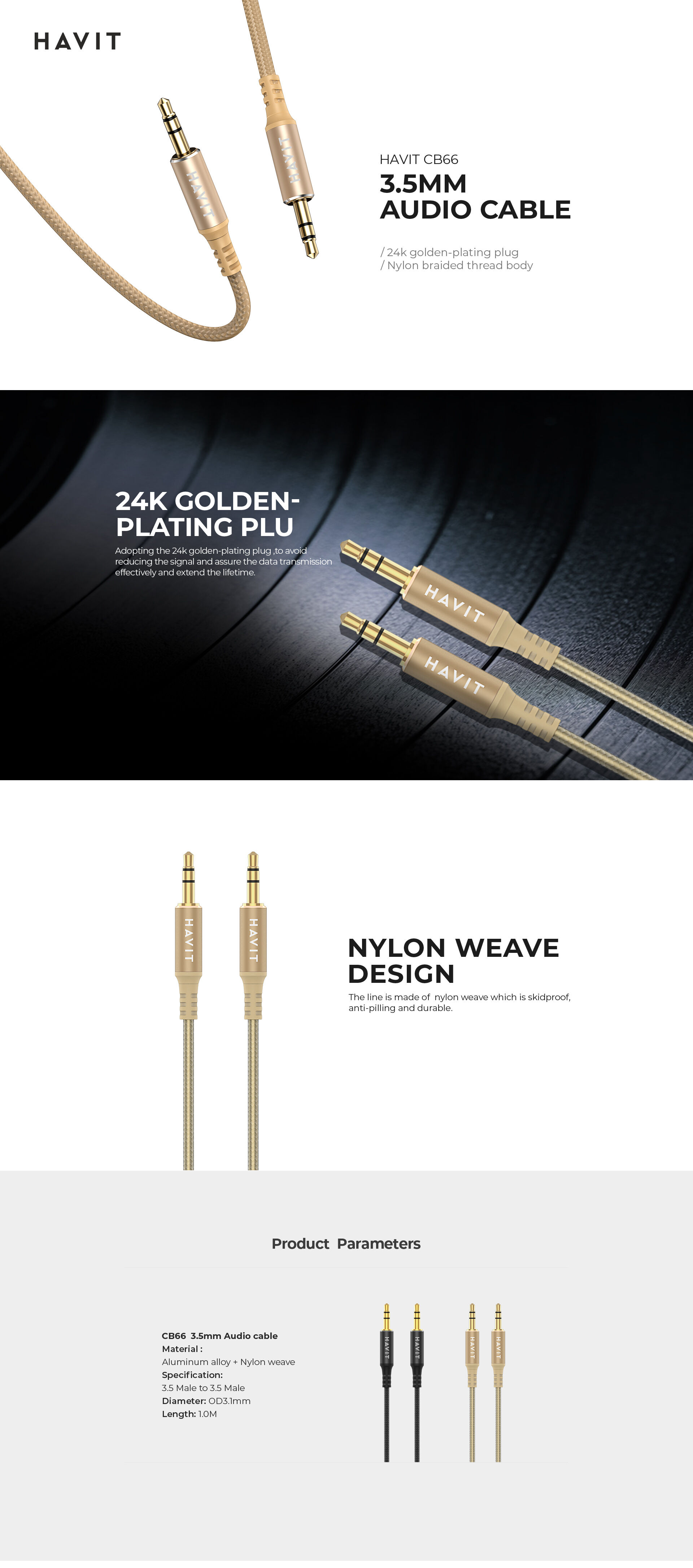 Havit Mobile Series-audio Cable Cb66 - China Wholesale Audio Cable $1. ...
