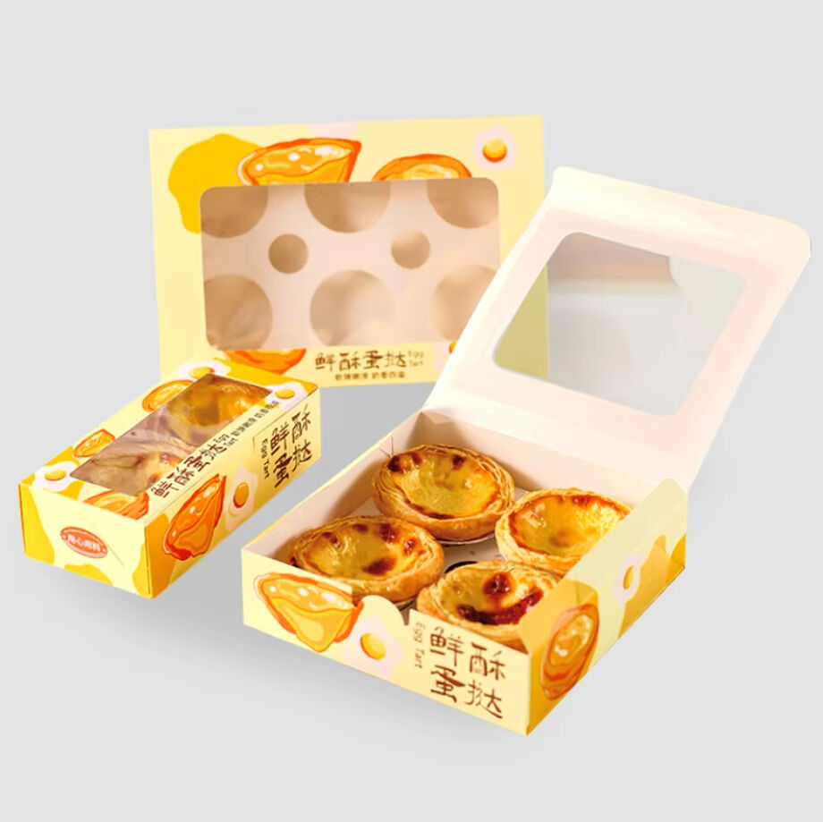 Wholesale Custom Logo Dessert Puff Packaging Box Bakery Egg Tart Cake ...