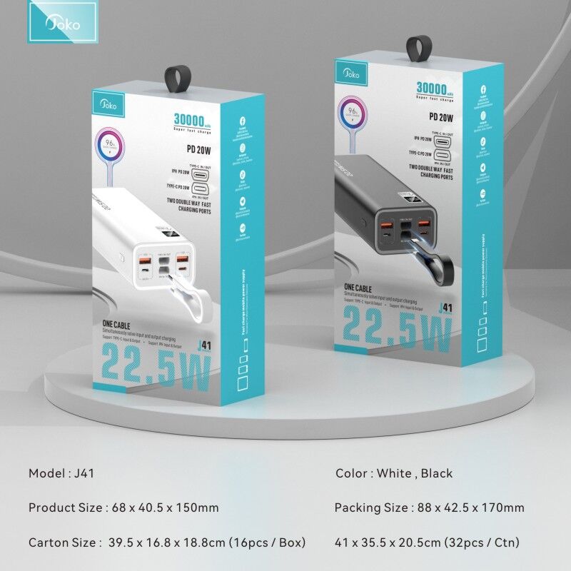 Joko New Arrival Portable 30000mah Power Banks Build-in Detachable 2-in ...