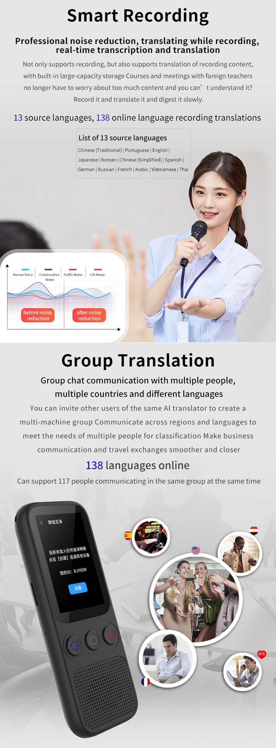 Portable Smart Ai Translators Device With Voice Real Time Translator ...