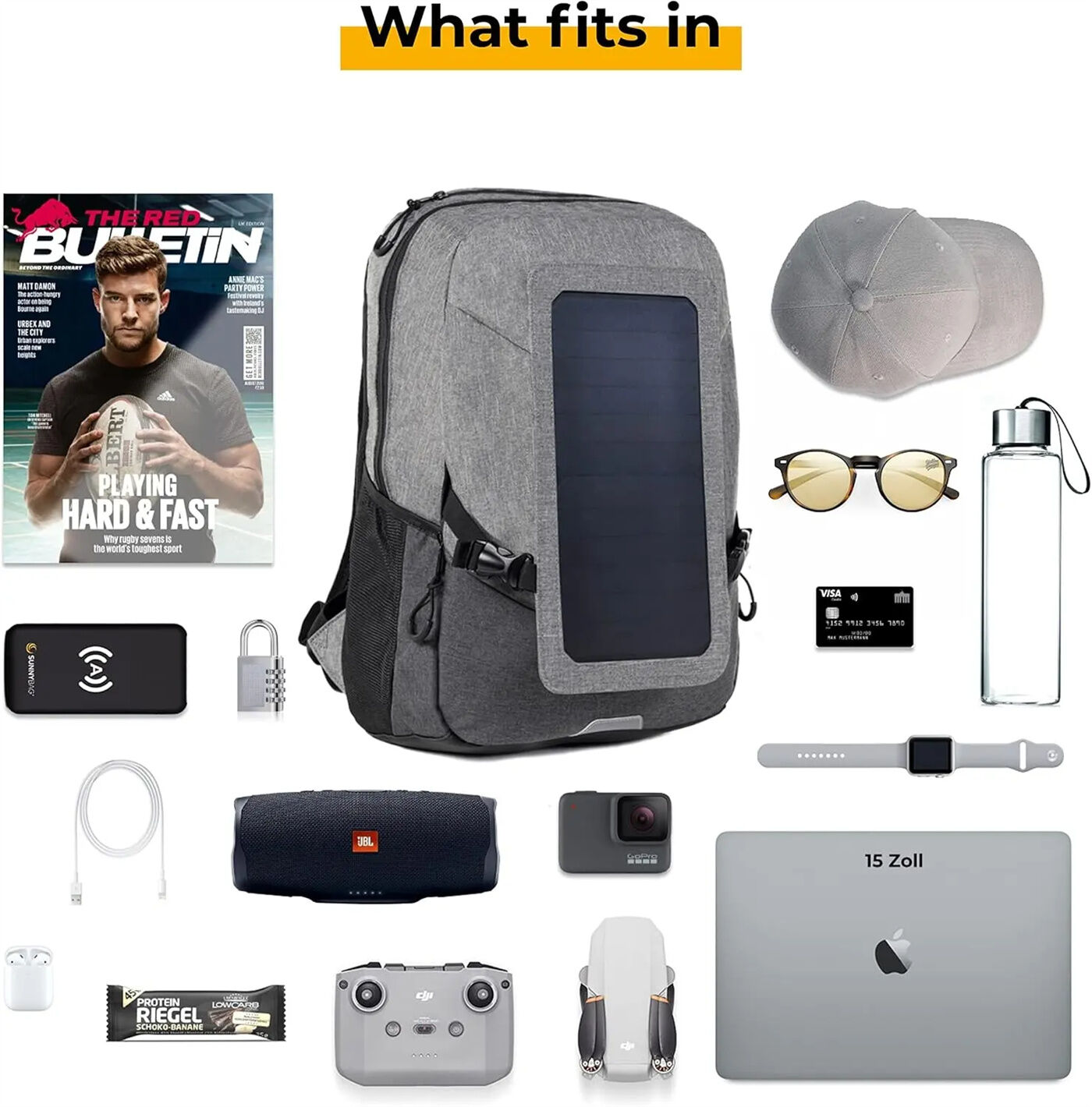 15l Solar Bags Removable Solar Panel Usb Port And Laptop Compartment ...