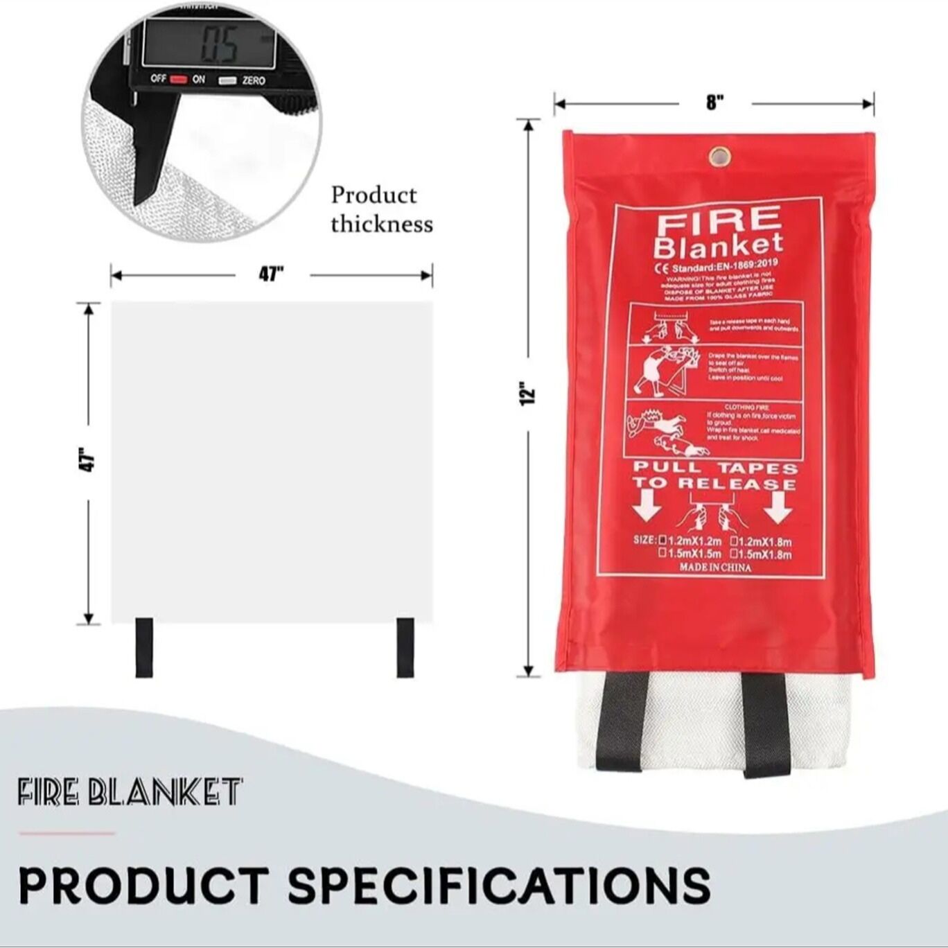 Certificated Fire Retard Emergency Fire Blanket Kitchen 1m X 1m ...