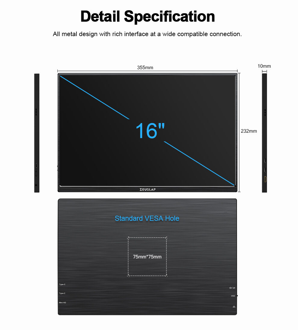 Hot Selling 16 Inch 100%srgb 165hz Ips Screen Pc Gaming Display ...