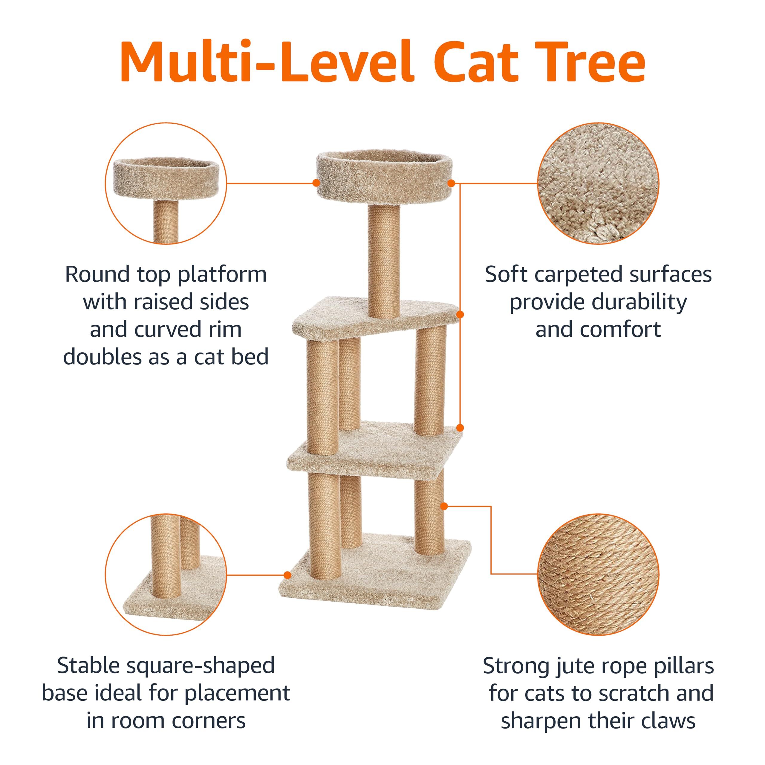 Amazon Basics - Cat Tree Indoor Climbing Activity Tower With Scratching Posts, Multi-level ...