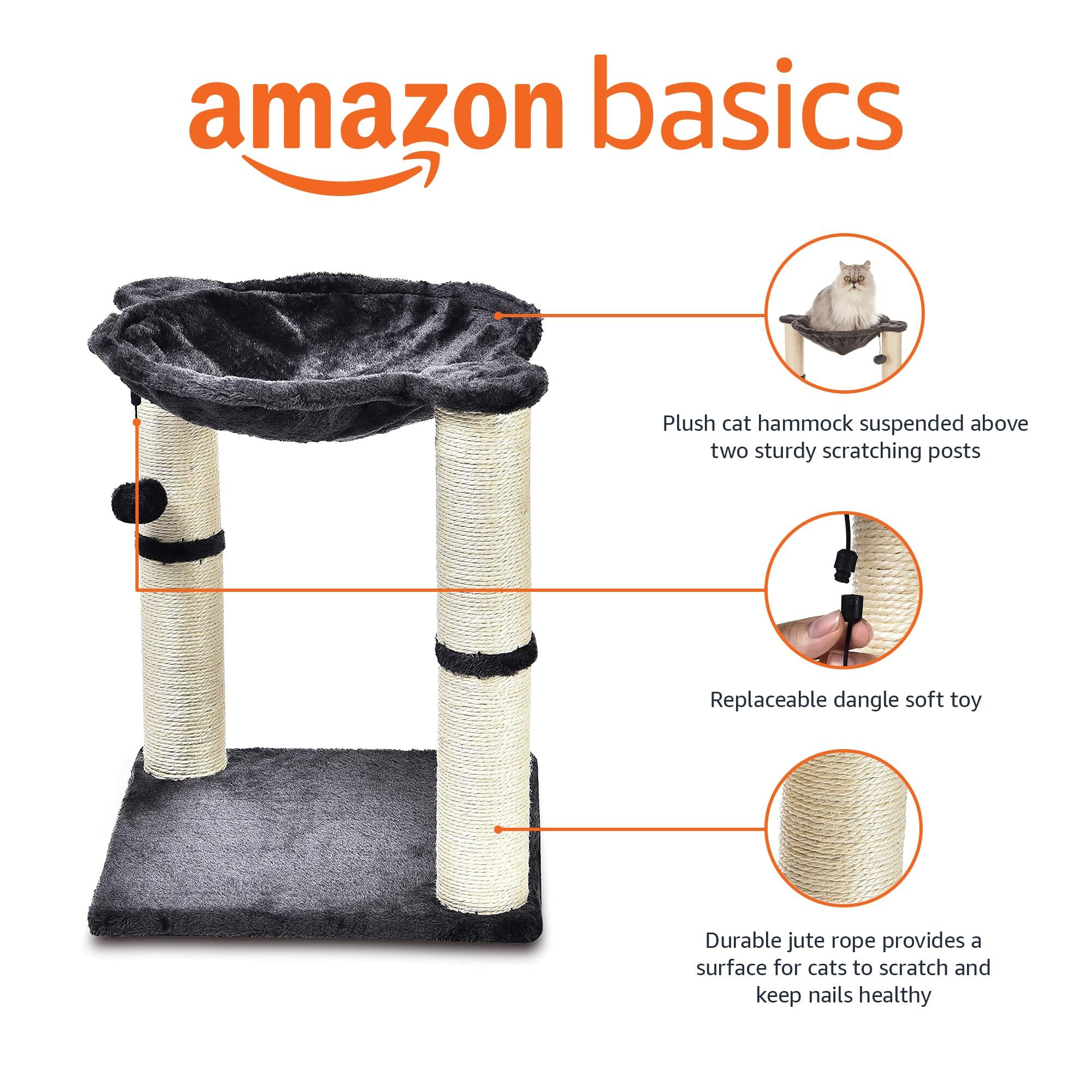 Amazon Basics Cat Tower With Hammock, Scratching Posts And Dangling ...