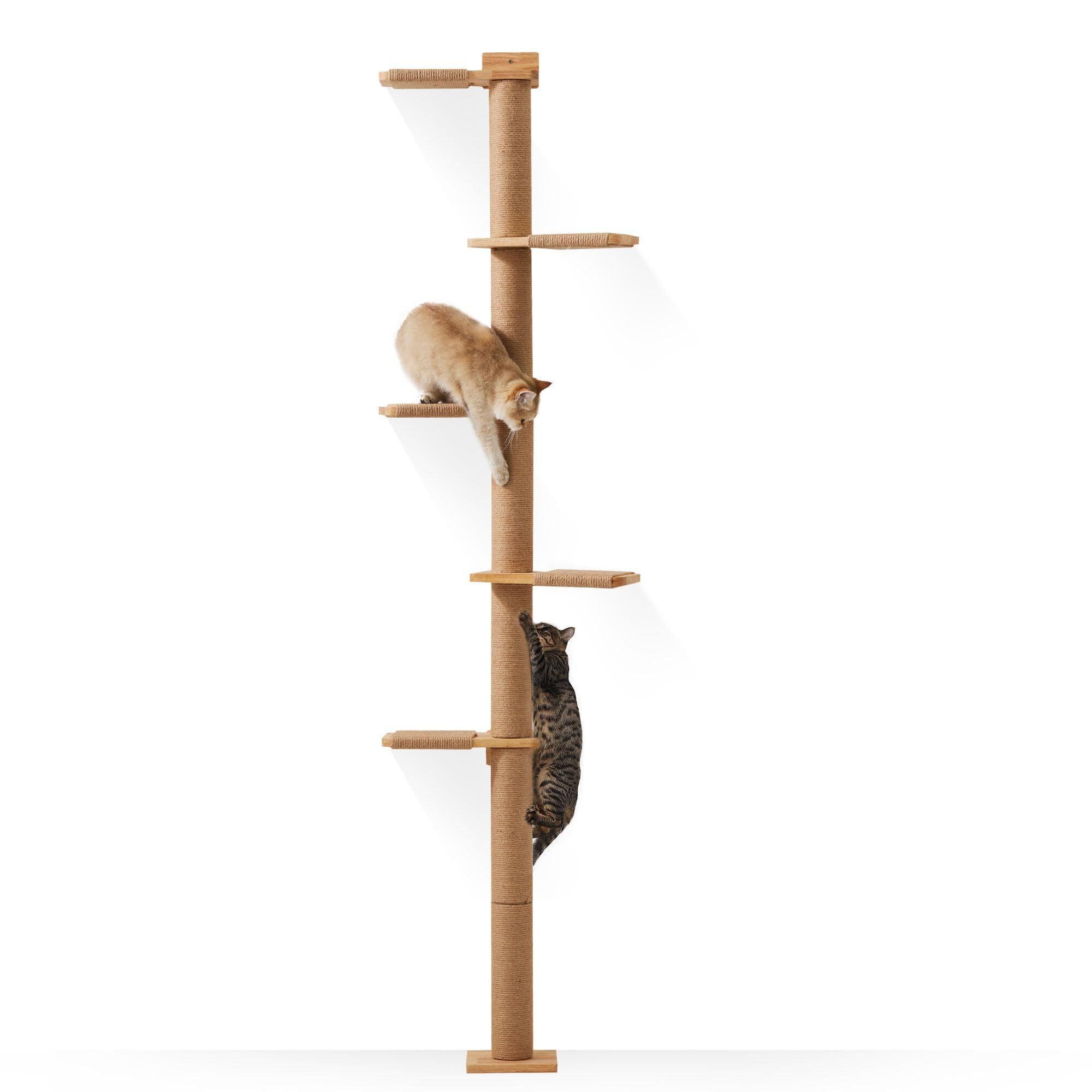 Cat Tree, 5 Tier Floor To Ceiling Cat Tower, Wall-mounted Cat ...