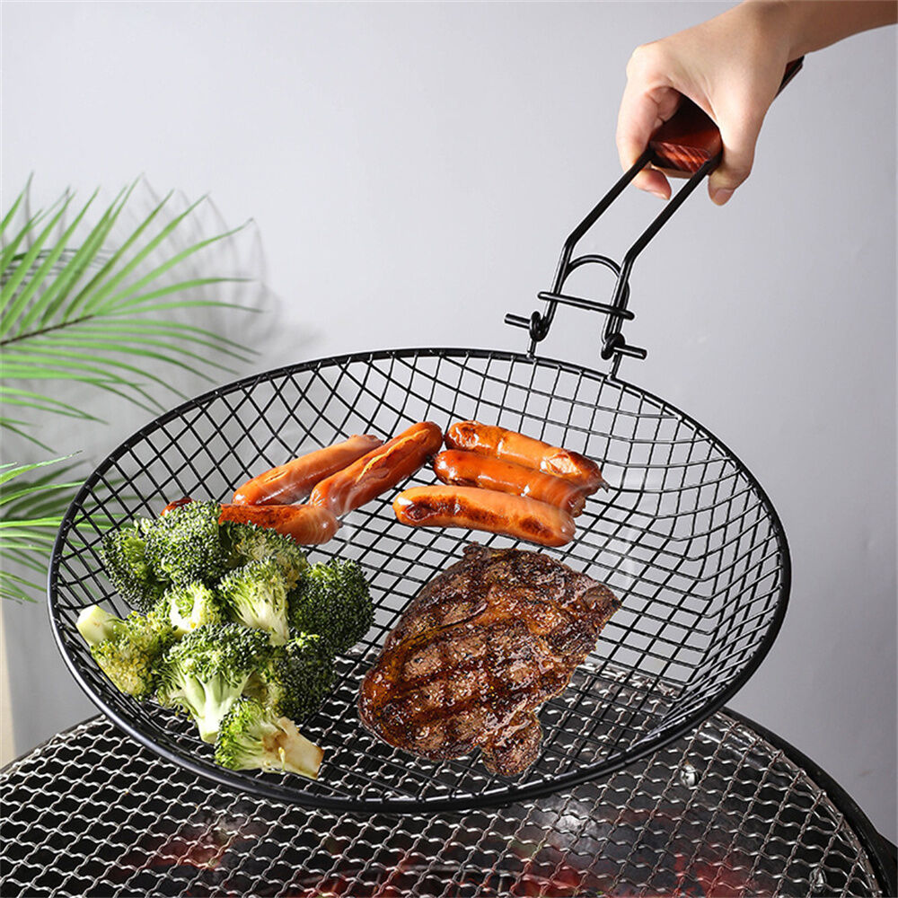 Low Basket Frying Pan Grill Bbq Grill Non-stick Vegetables Meat Food ...