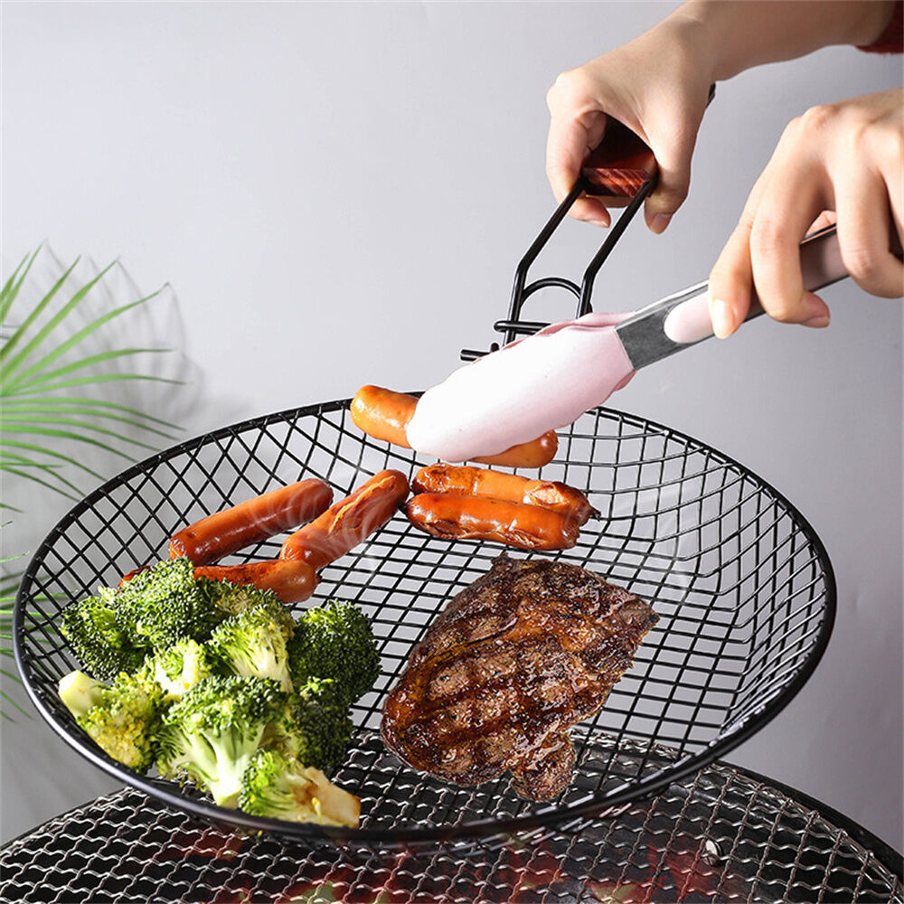 Low Basket Frying Pan Grill Bbq Grill Non-stick Vegetables Meat Food ...
