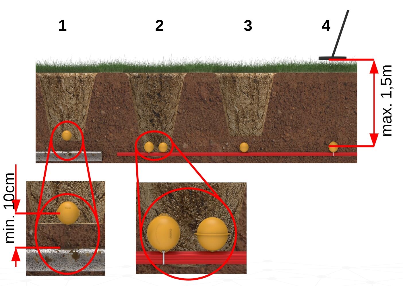 Od 11cm Detectabled 1.5-1.7m Warning Sphere 600mm Customized Marker ...