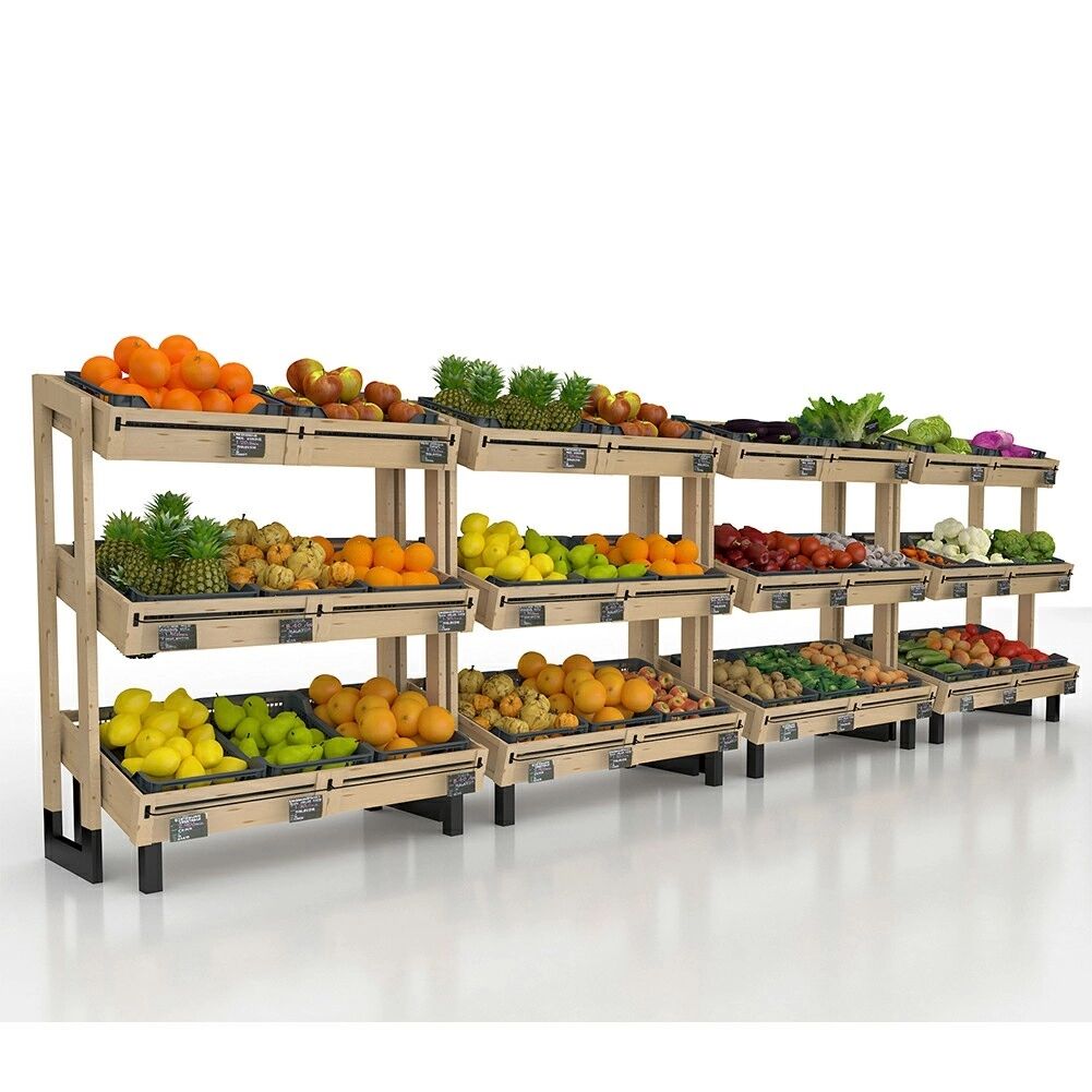 Oem Natural Wooden Vegetable Rack For Large Supermarkets - Expore China ...