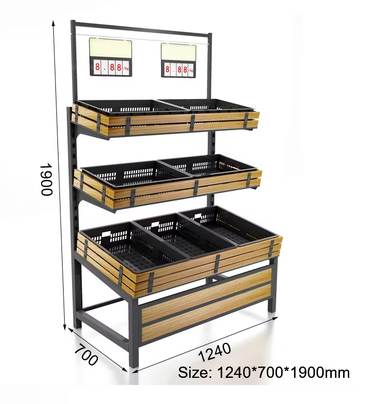 Oem Natural Wooden Vegetable Rack For Large Supermarkets - Expore China ...