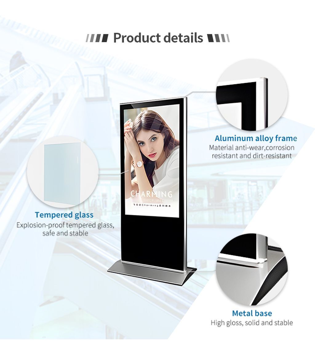 Floor Standing Lcd Advertising Screen Indoor 65 Inch Floor Stands ...