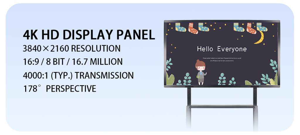 75 85 100 Inch 4k Interactive Flat Panel Smart Board Digital White ...