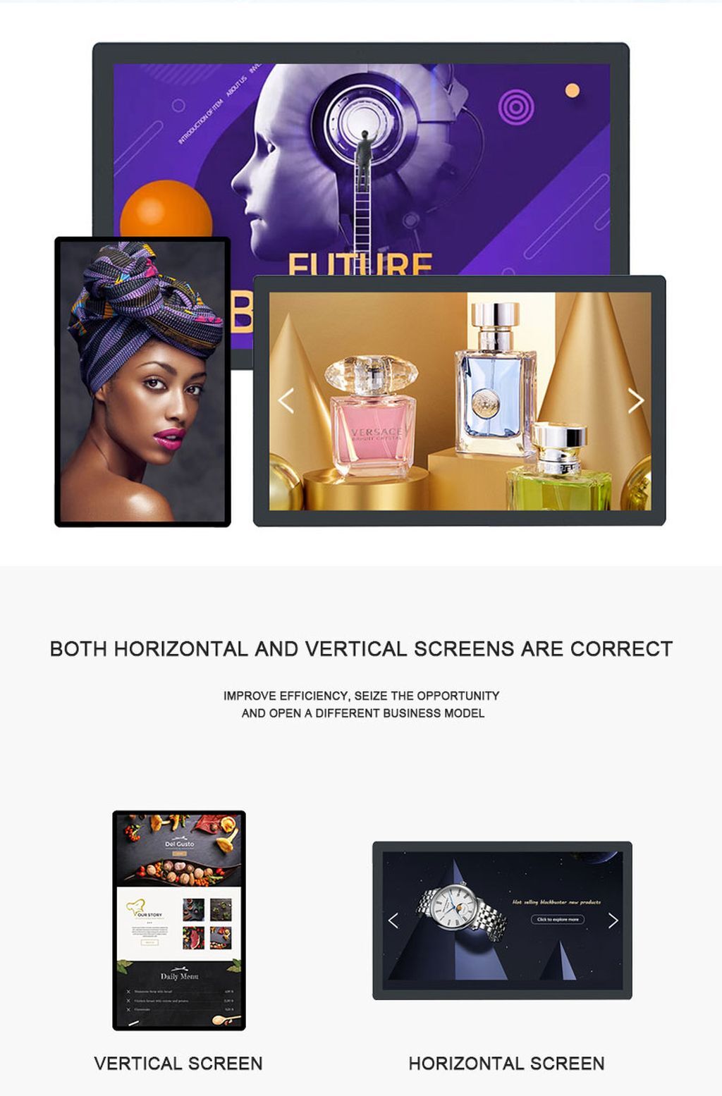 Wall Mounted Digital Advertising Player 10-100 Inch Touch Screen Lcd ...