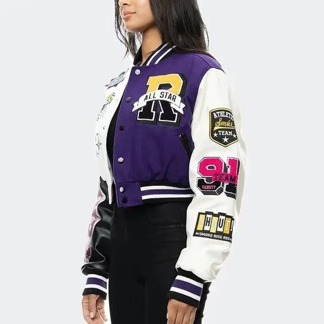 Custom Embroidered Varsity Jacket Winter High Quality Leather Sleeves College Baseball Letterman ...