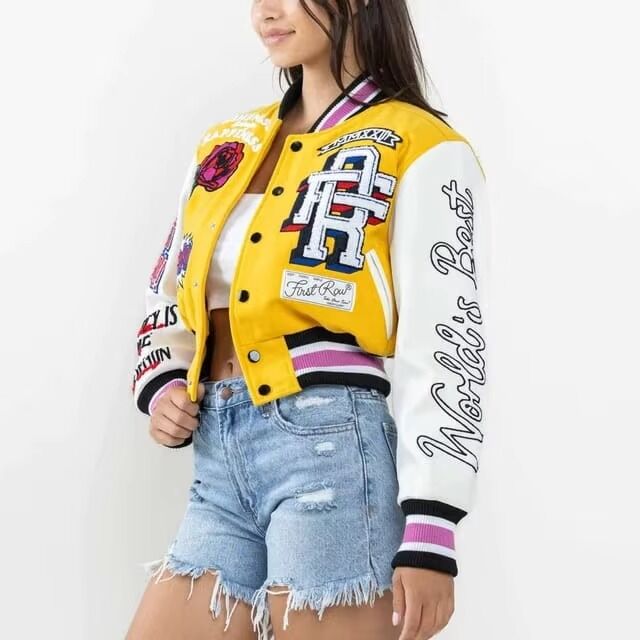 Factory Direct High Quality China Wholesale Custom Logo Embroidery Ladies Varsity Jackets ...
