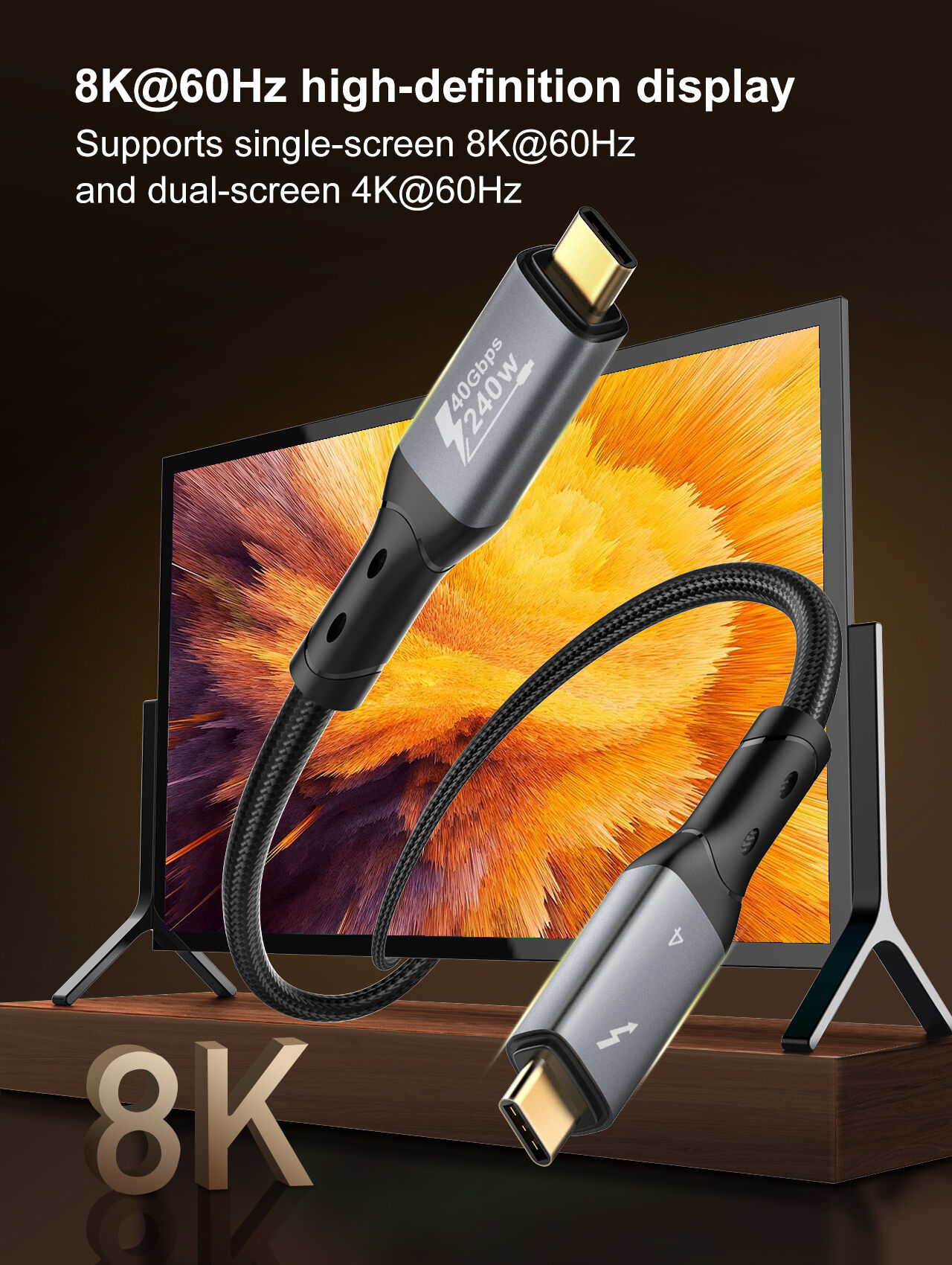 Ldnio Tc-11c 1 Meter 240w 8k@60hz 40gbps Active Thunderbolt 4 Cable ...