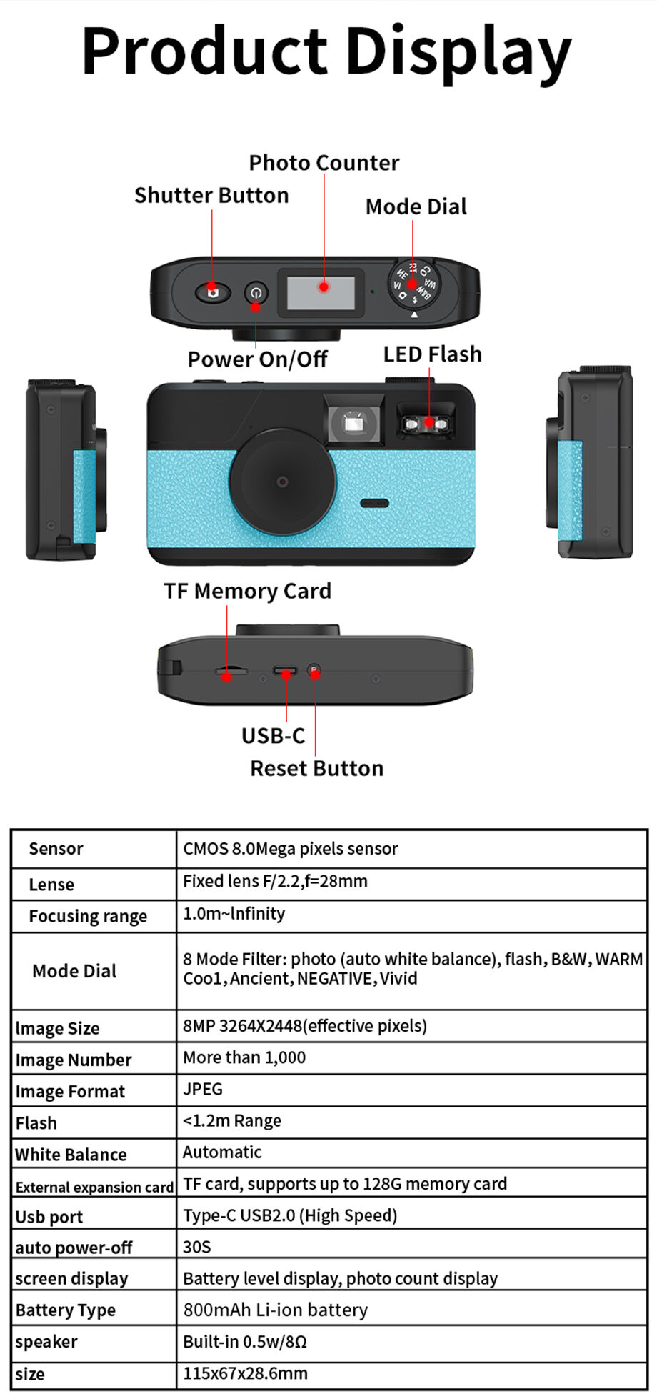 Buy China Wholesale Retro Screenless Digital Camera Screen-free 8 Mode ...