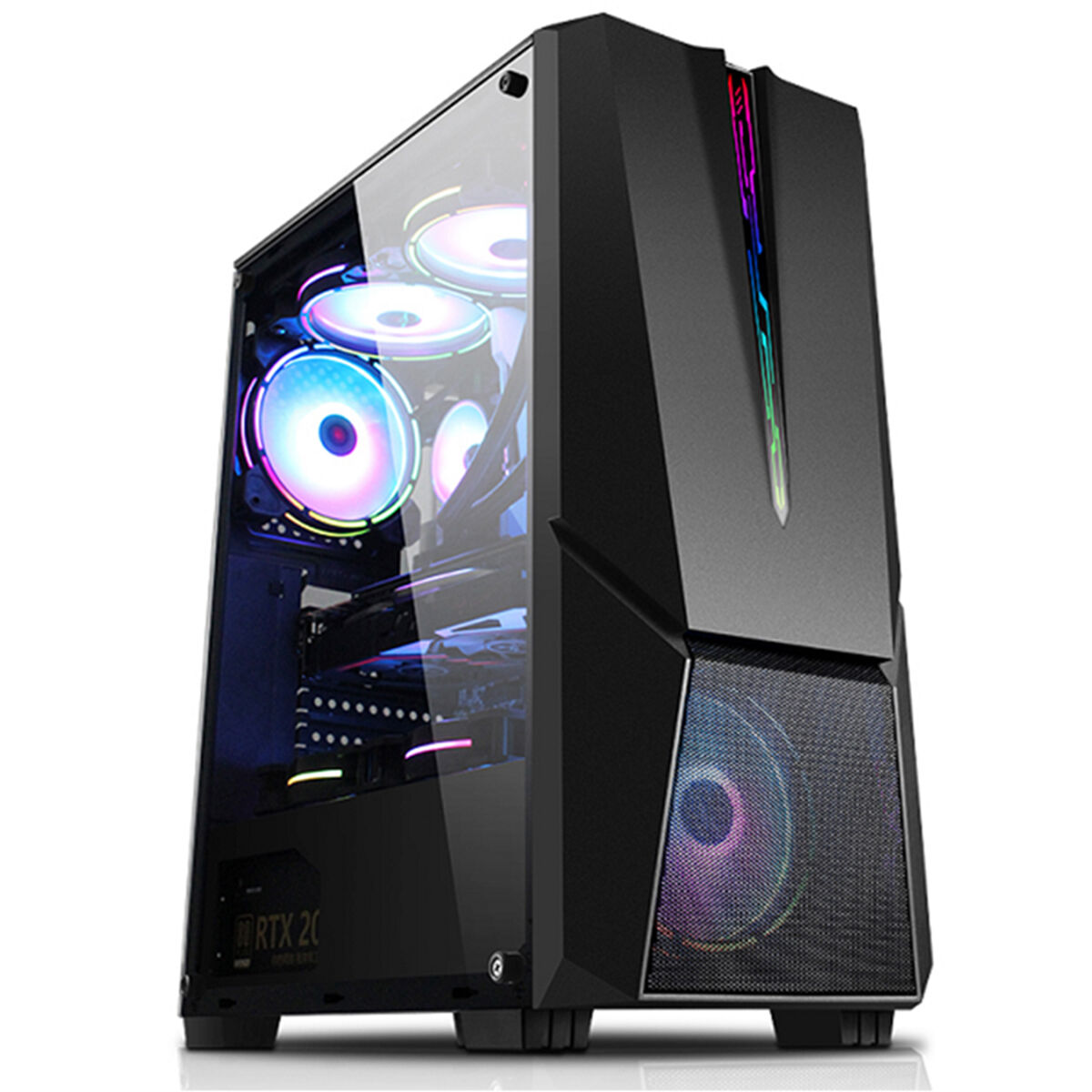 Ruix Cooling-5 "split" Design Computer Case Mesh Rgb Light 7 Pcie Slots ...