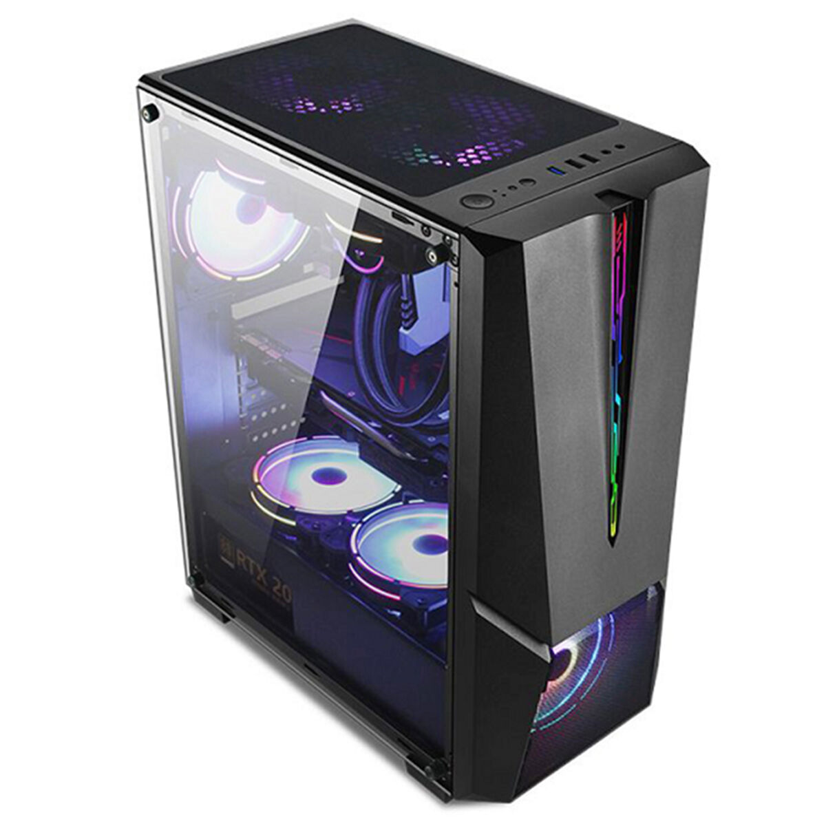 Ruix Cooling-5 "split" Design Computer Case Mesh Rgb Light 7 Pcie Slots ...
