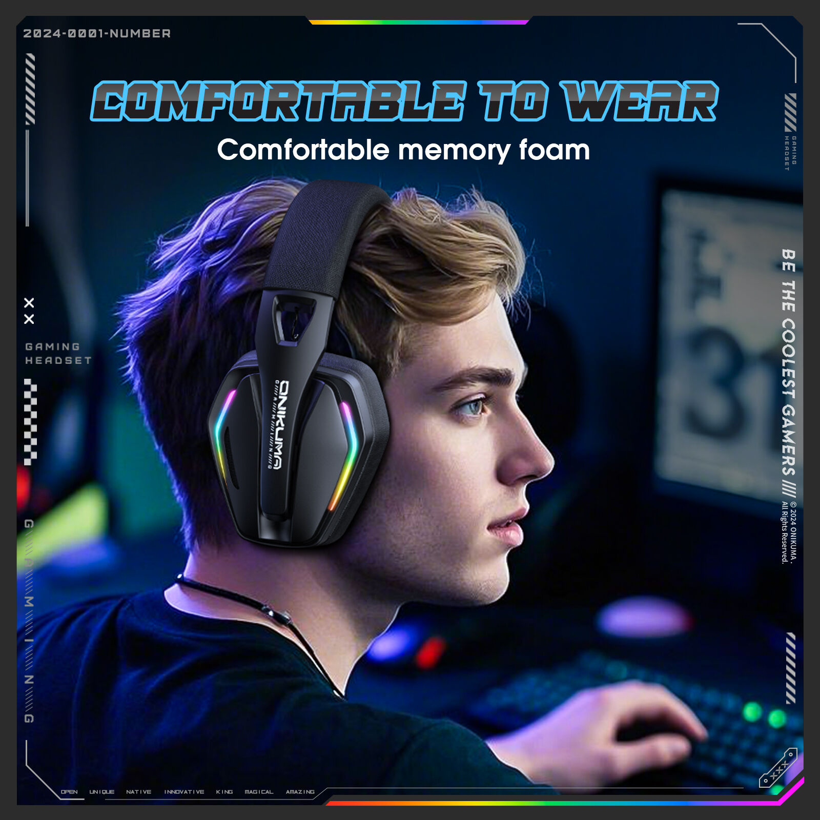 Onikuma Gt826 Top Tri-mode Metal Gaming Headset With Crystal Clear Mic ...