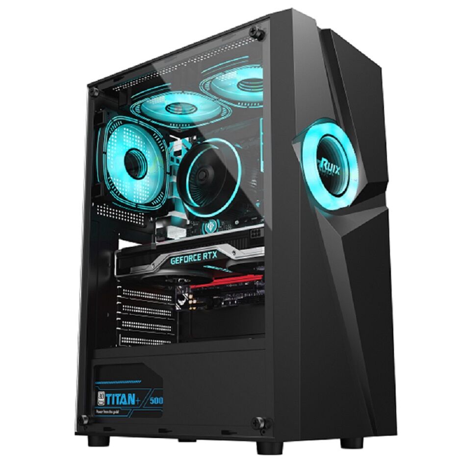 Ruix Storm New Design Gaming Pc Case "storm" Pattern Infinity Rgb Light ...