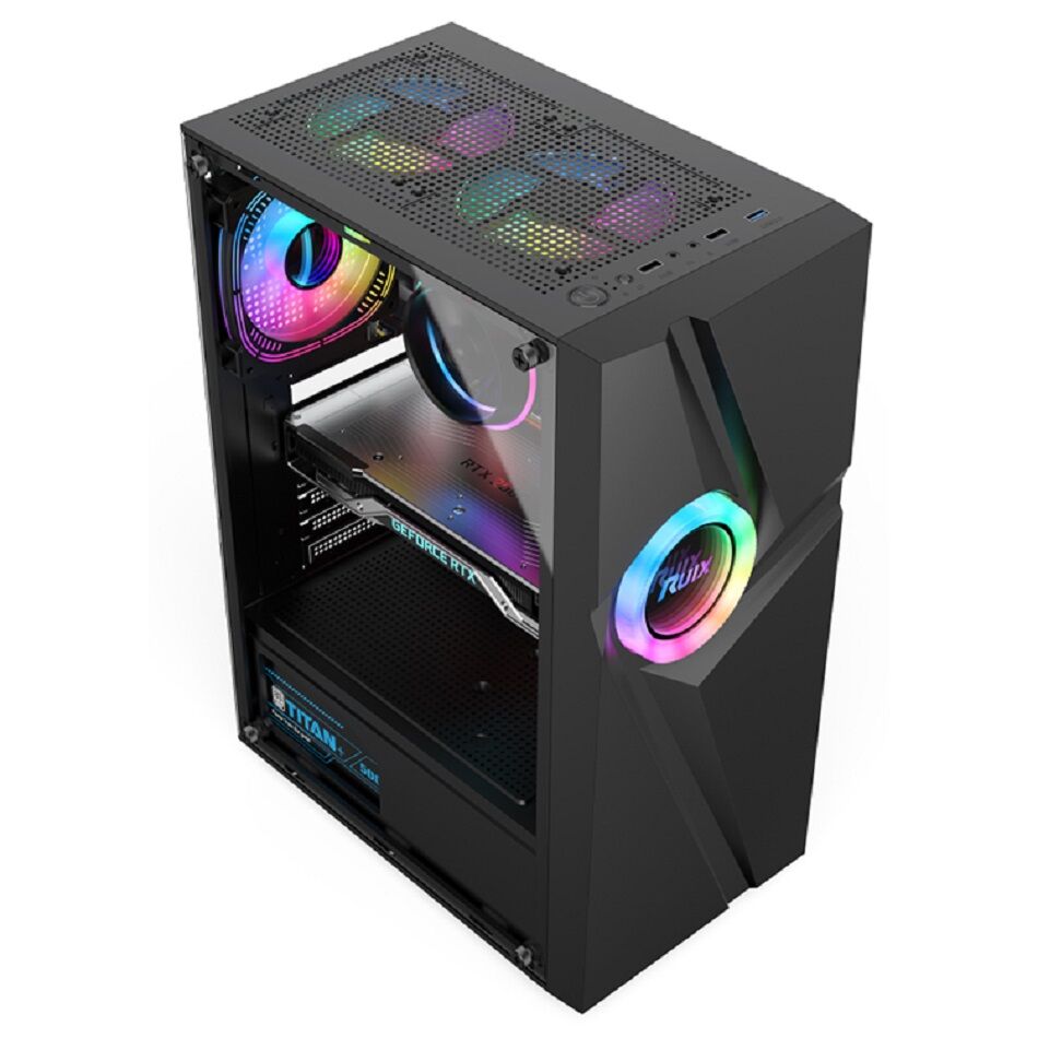 Ruix Storm New Design Gaming Pc Case "storm" Pattern Infinity Rgb Light ...