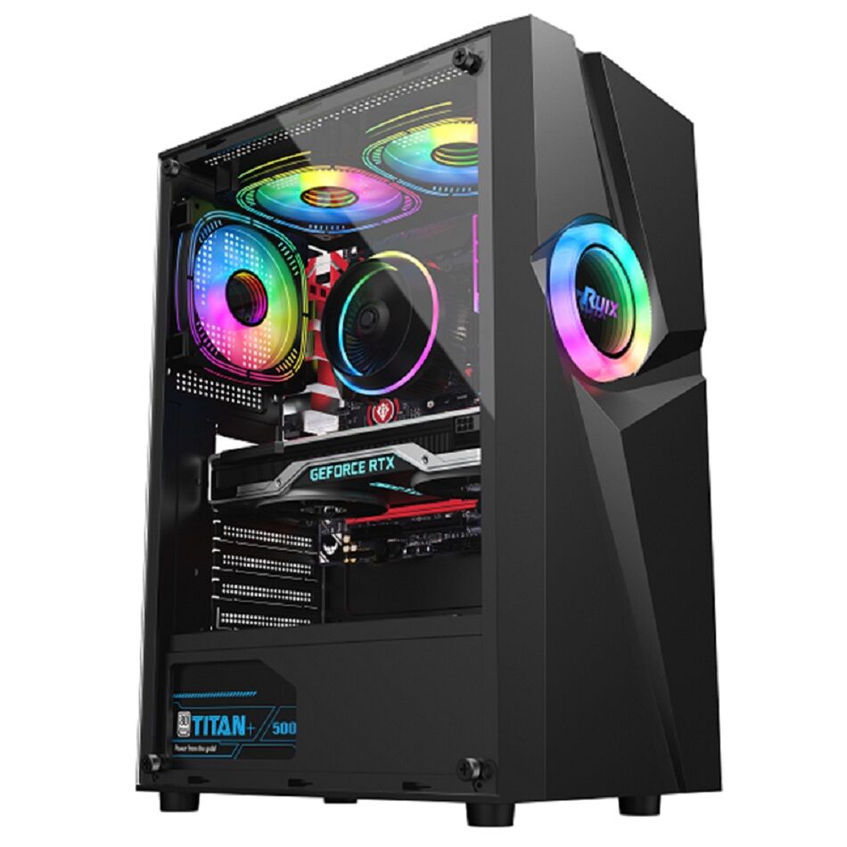 Ruix Storm New Design Gaming Pc Case "storm" Pattern Infinity Rgb Light ...